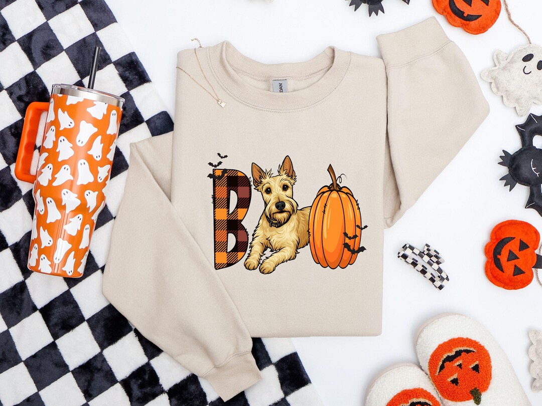 Wheaten Scottish Terrier Halloween Sweatshirt, Spooky Boo Crewneck ...