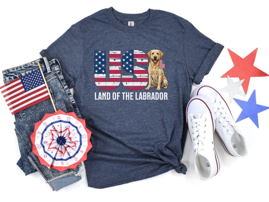 Yellow Lab USA Shirt, Land of the Labrador Grunge Style American Flag T ...