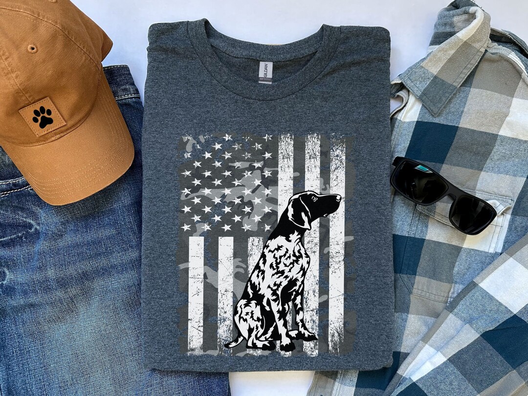 German Shorthaired Pointer Grunge American Flag Camoflage Shirt, Camo ...