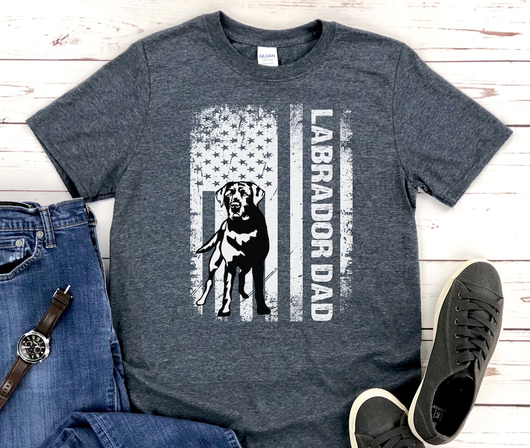 Black Lab Dog Dad Shirt. Black Lab Dad American Flag Grunge Clothing ...