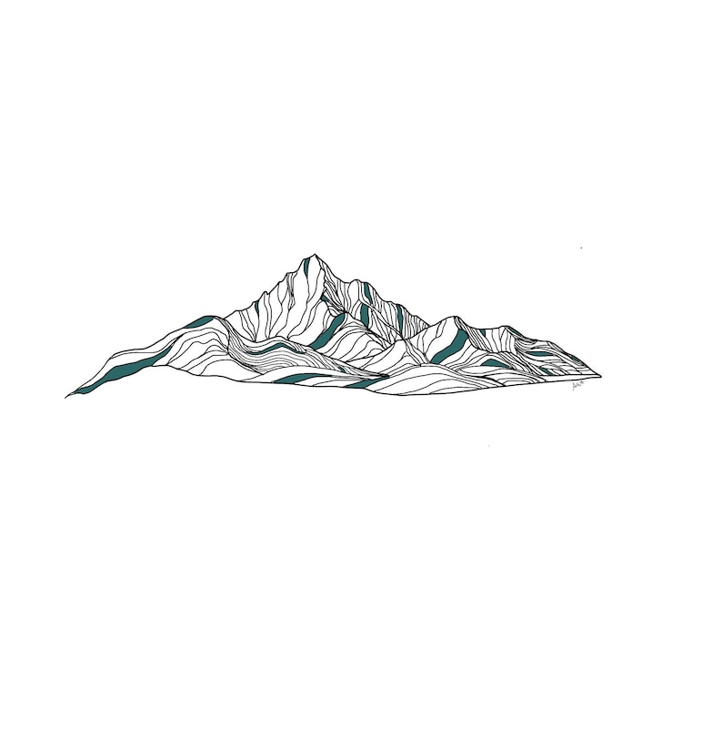 Mountain Line Art Digital Printable Drawing / Illustration - Etsy