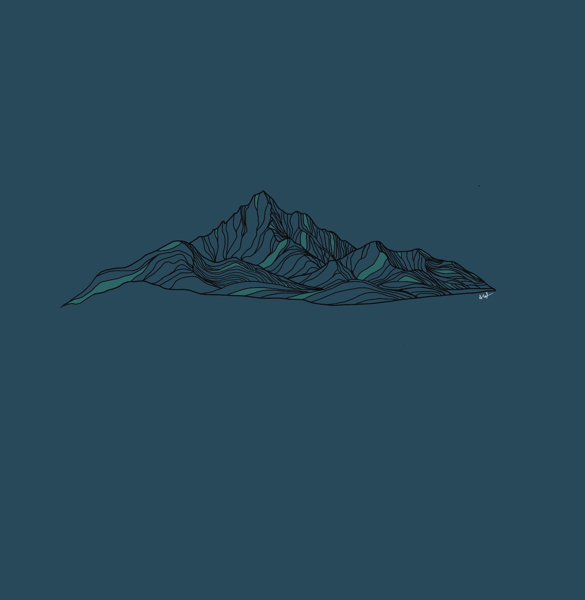 Mountain Line Art Digital Printable Drawing / Illustration *blue - Etsy