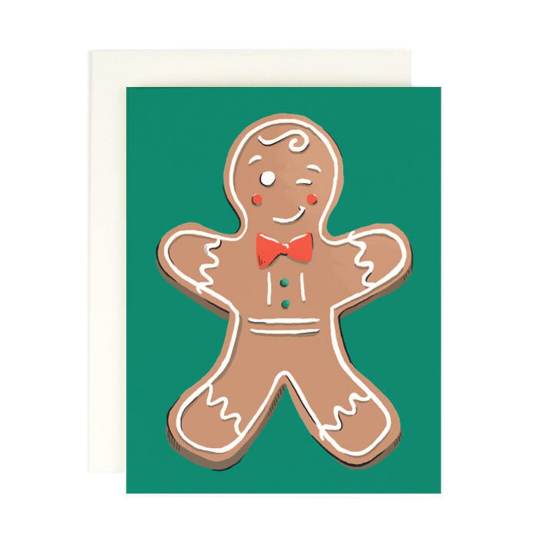 Winking Gingerbread - Holiday Card - Etsy
