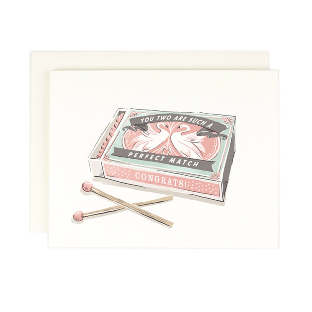 Such a Perfect Match Congrats Card - Etsy