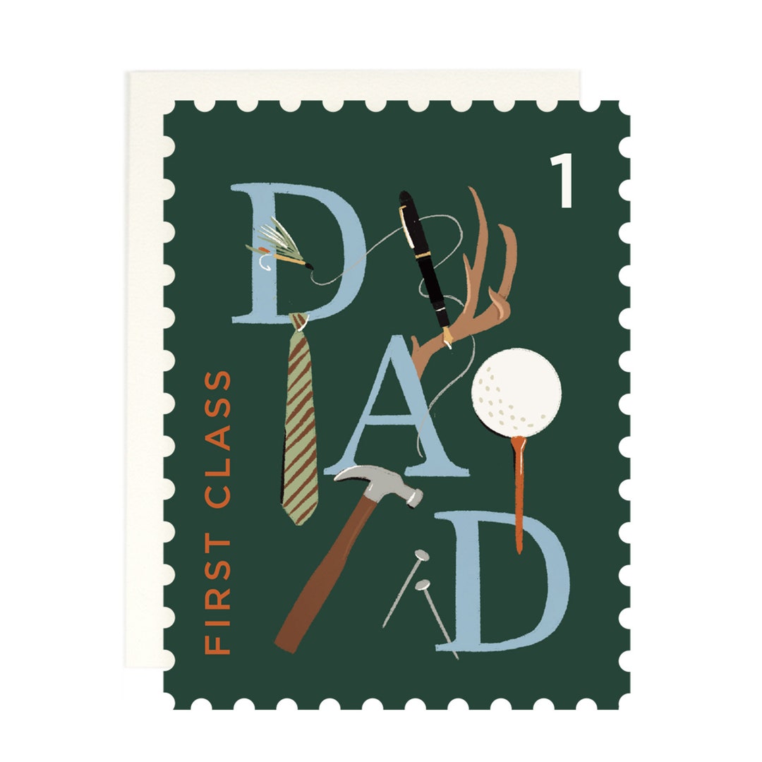 First Class Dad - Die Cut Stamp Greeting Card - Etsy
