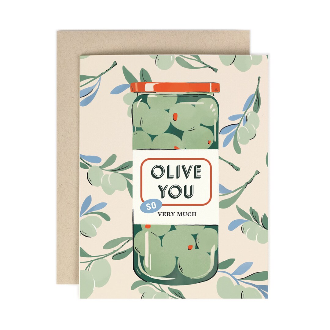 Olive You - Love Valentine Card - Etsy
