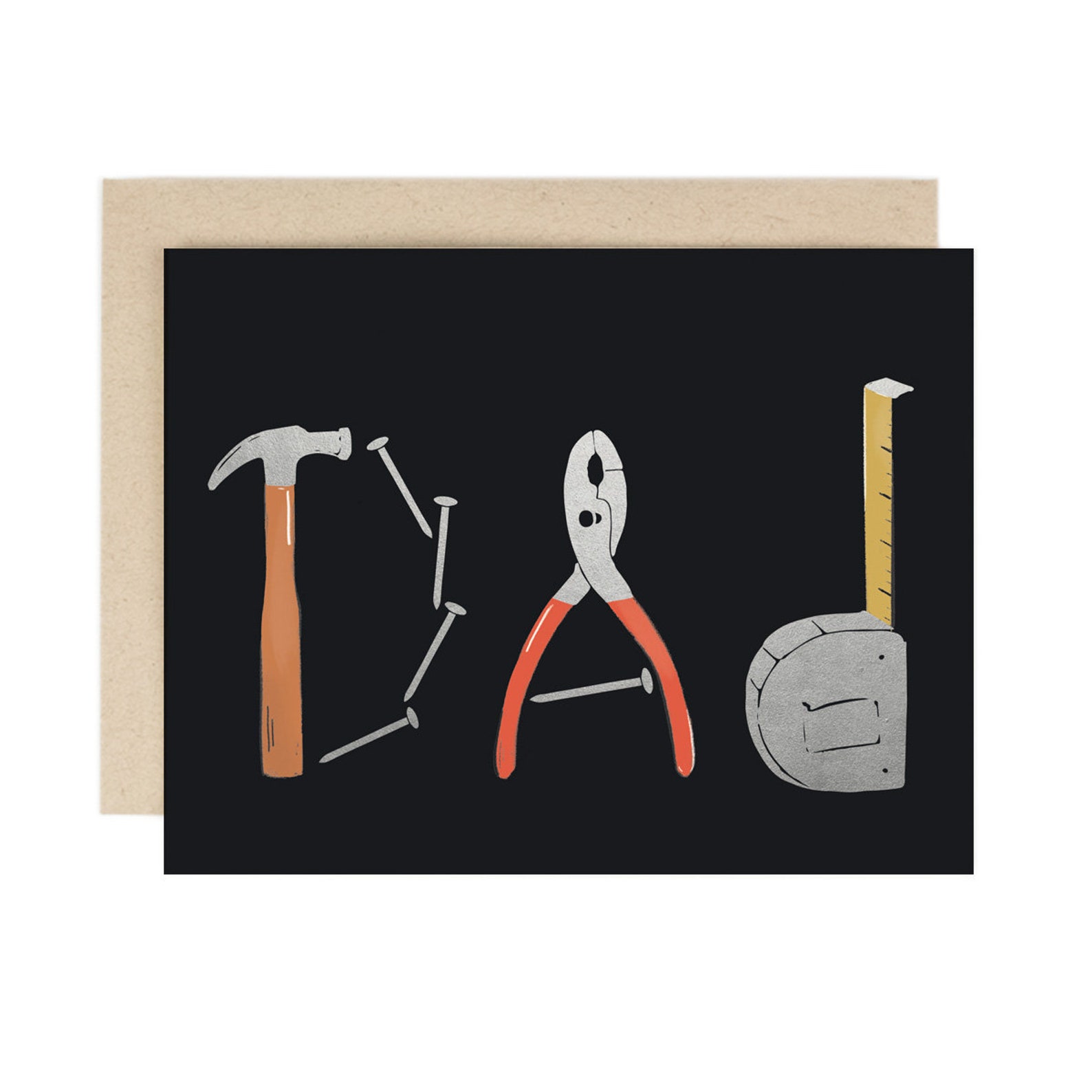 Dad Tools Father's Day Card With Silver Foil - Etsy