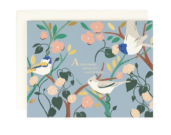 A Little Birdie Told Me Birthday Card/it's Your Birthday/handmade Bird ...