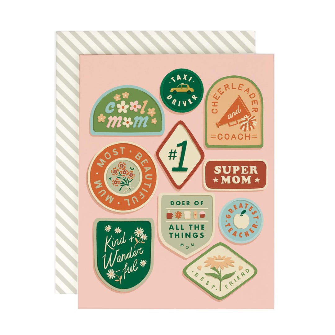 Mom Merit Badges - Greeting Card - Etsy
