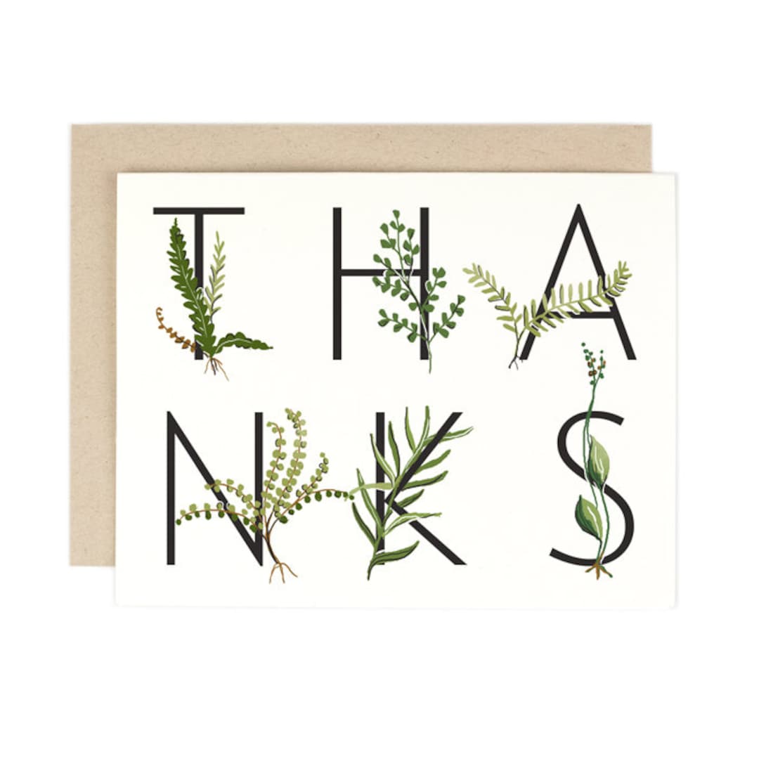 Thank You Card - Fern Thanks - Etsy