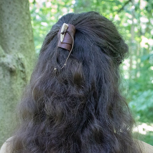 Festival Leather Hair Wrap Pony Tail Tie Medieval Viking - Etsy