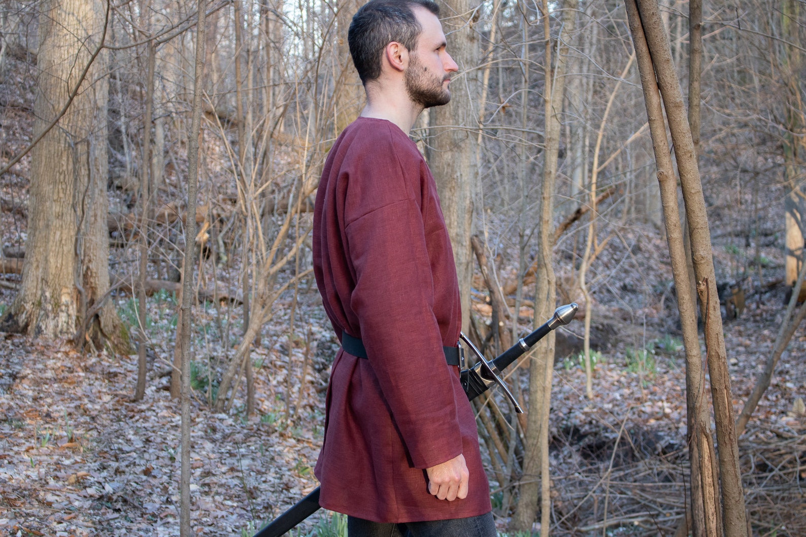 Medieval Tunic Linen With Riding Slit LARP Ren Fest Mens - Etsy