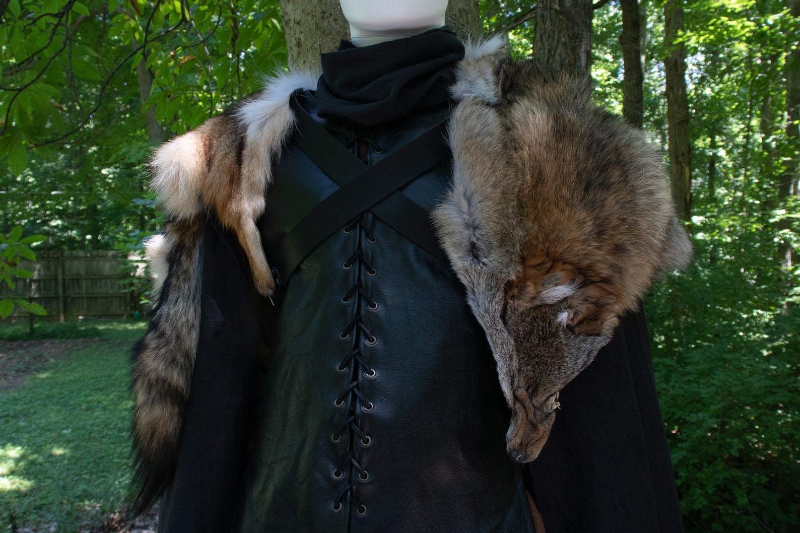 Great Cloak W/ Fur Mantle Adjustable Leather Chest Straps - Etsy
