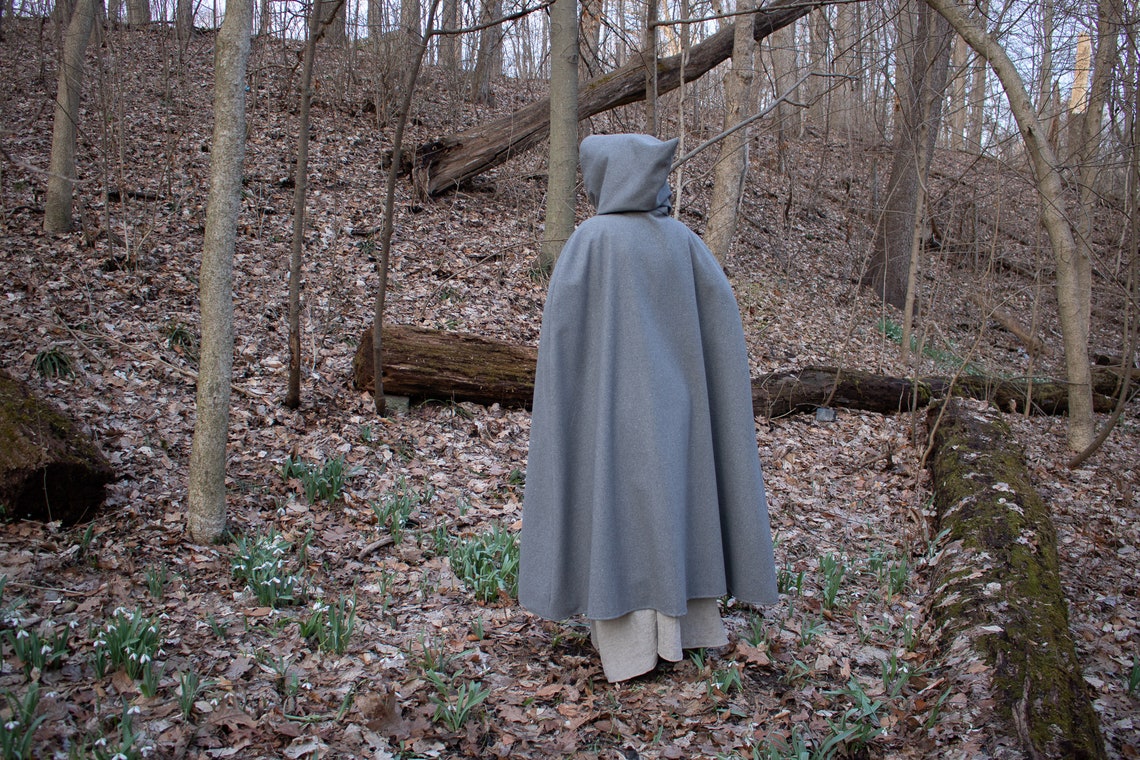 Medieval Wool Cloak, Hooded Cape Fellowship Grey /P/ (LB) - Etsy