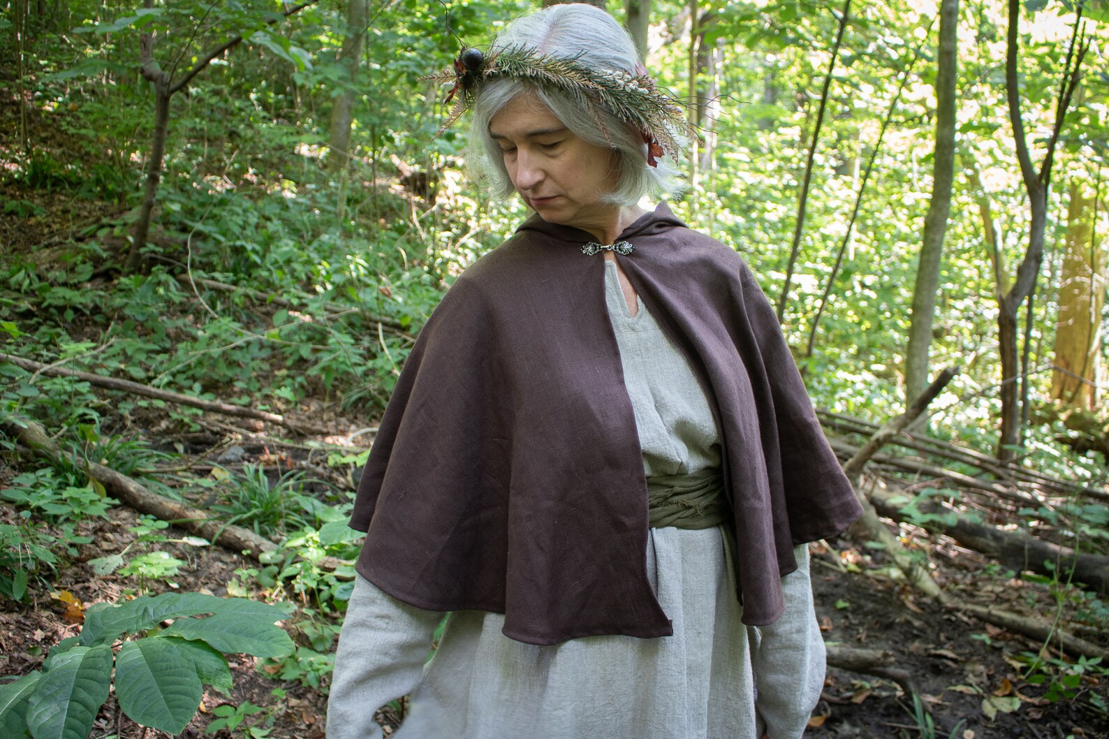 Hooded Linen Capelet Celtic Renaissance Medieval Woodland | Etsy