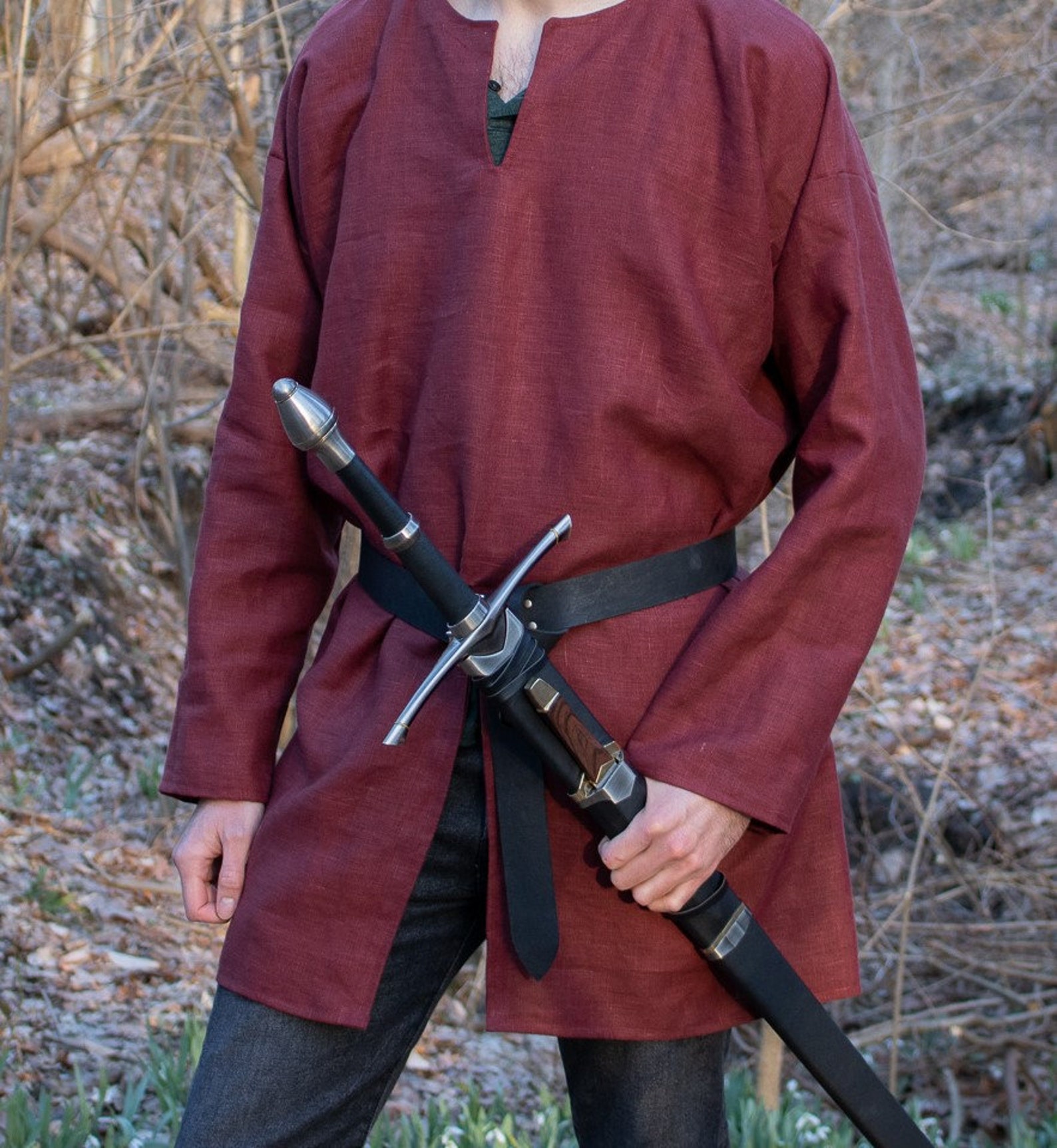 Hooded Medieval Tunic Riding Slit Elven LARP Ren Fest /P/ - Etsy