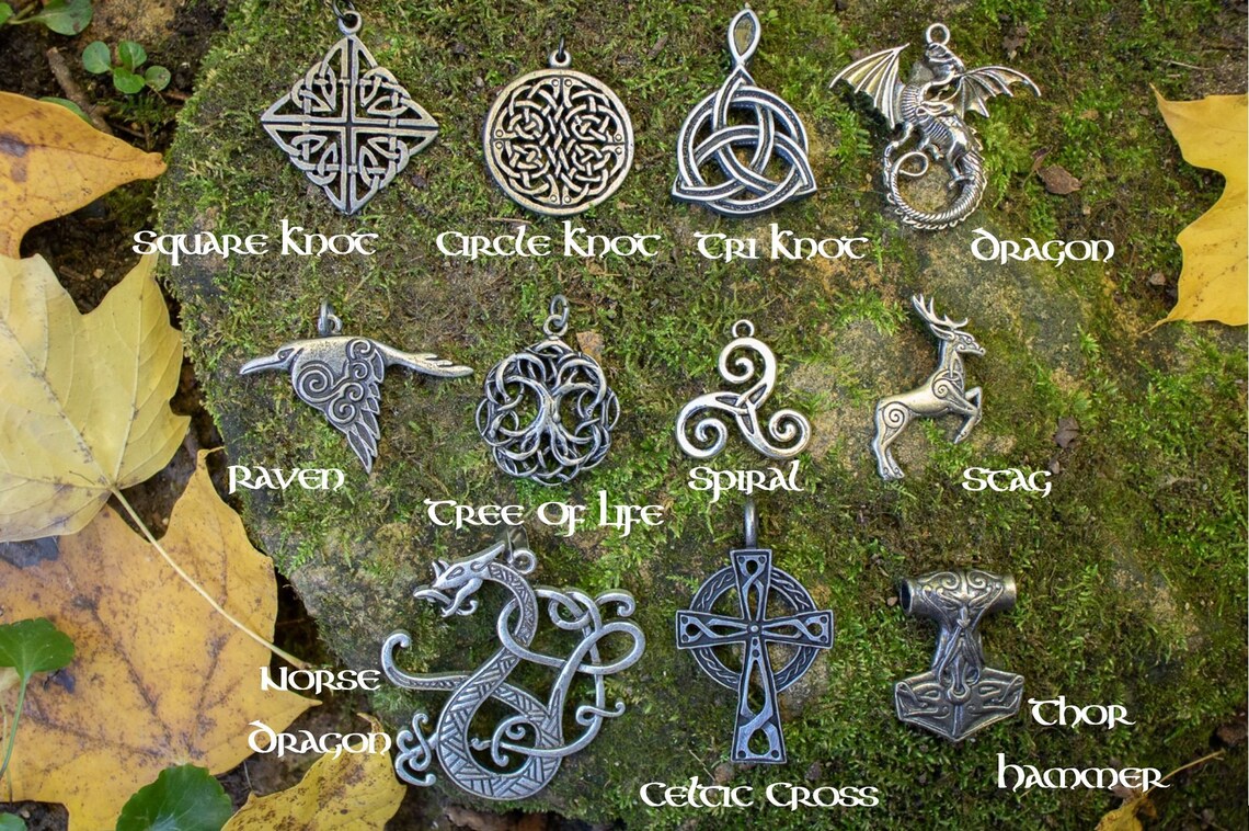 Celtic Pendant Necklace - Medieval Fantasy Jewelry Pagan Irish - /F ...