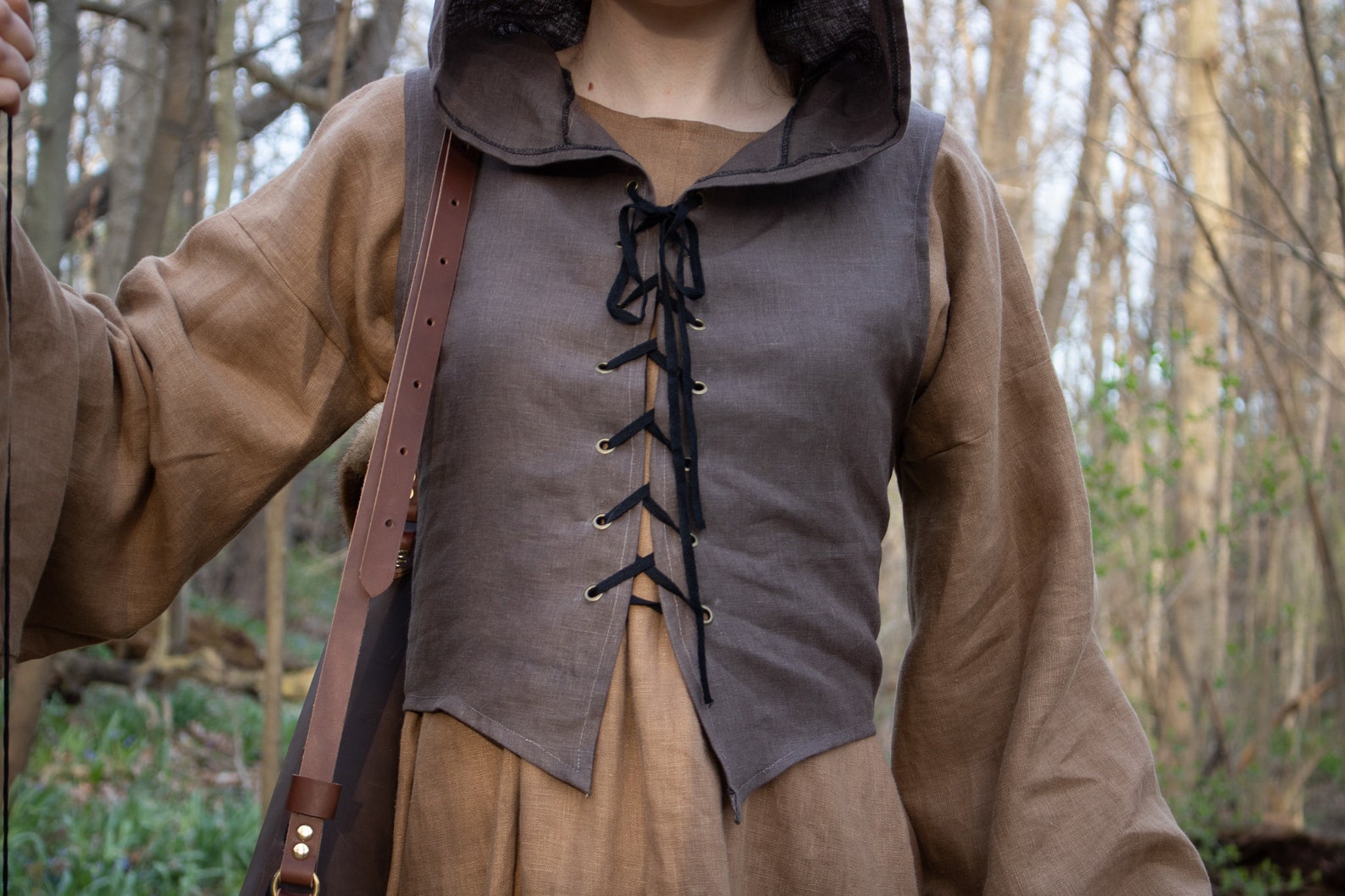 Medieval Hooded Vest Elven Woodland Festival Women's | Etsy UK