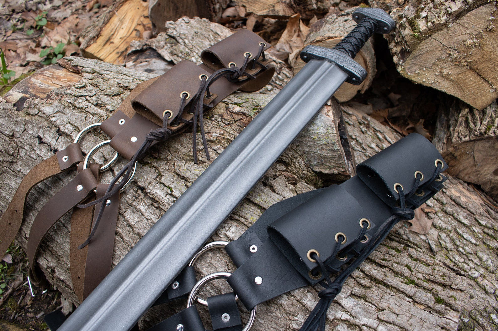 Leather Back Sword Strap, Harness Scabbard Holder Medieval LARP ...