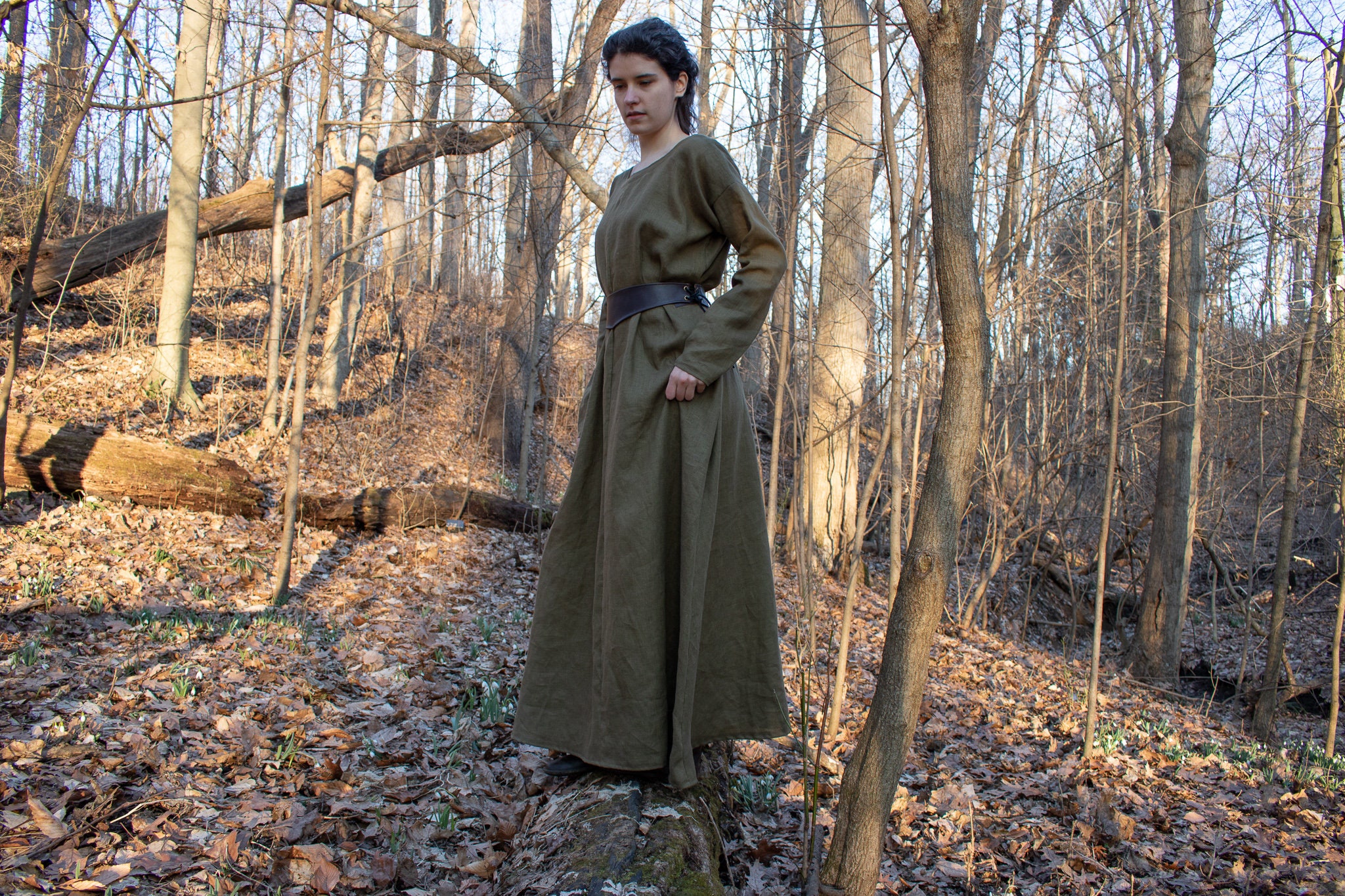 Viking Linen Dress, Serk, Medieval, Long Sleeve /P/ (LB) - Etsy