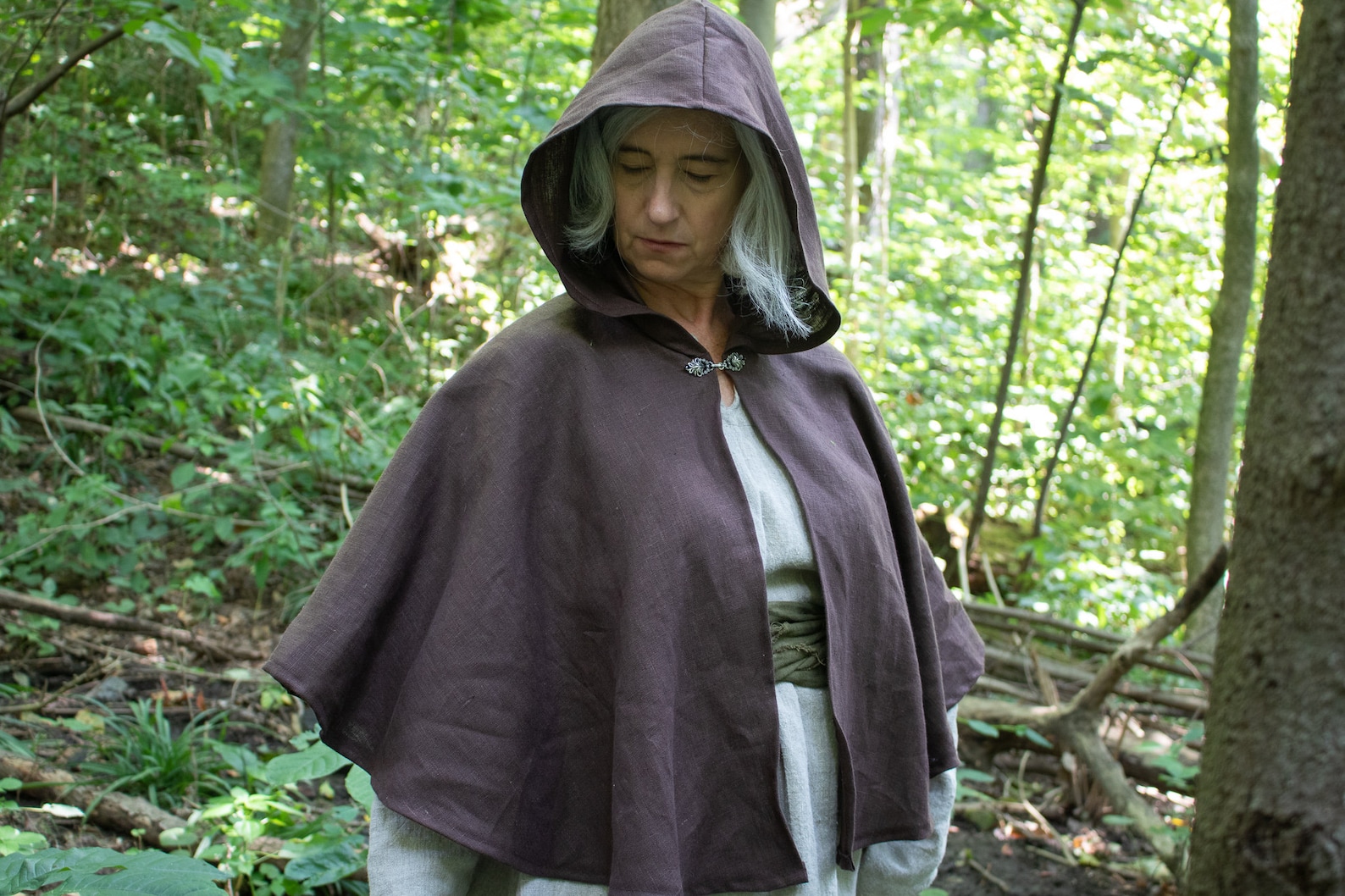 Hooded Linen Capelet Celtic Renaissance Medieval Woodland | Etsy