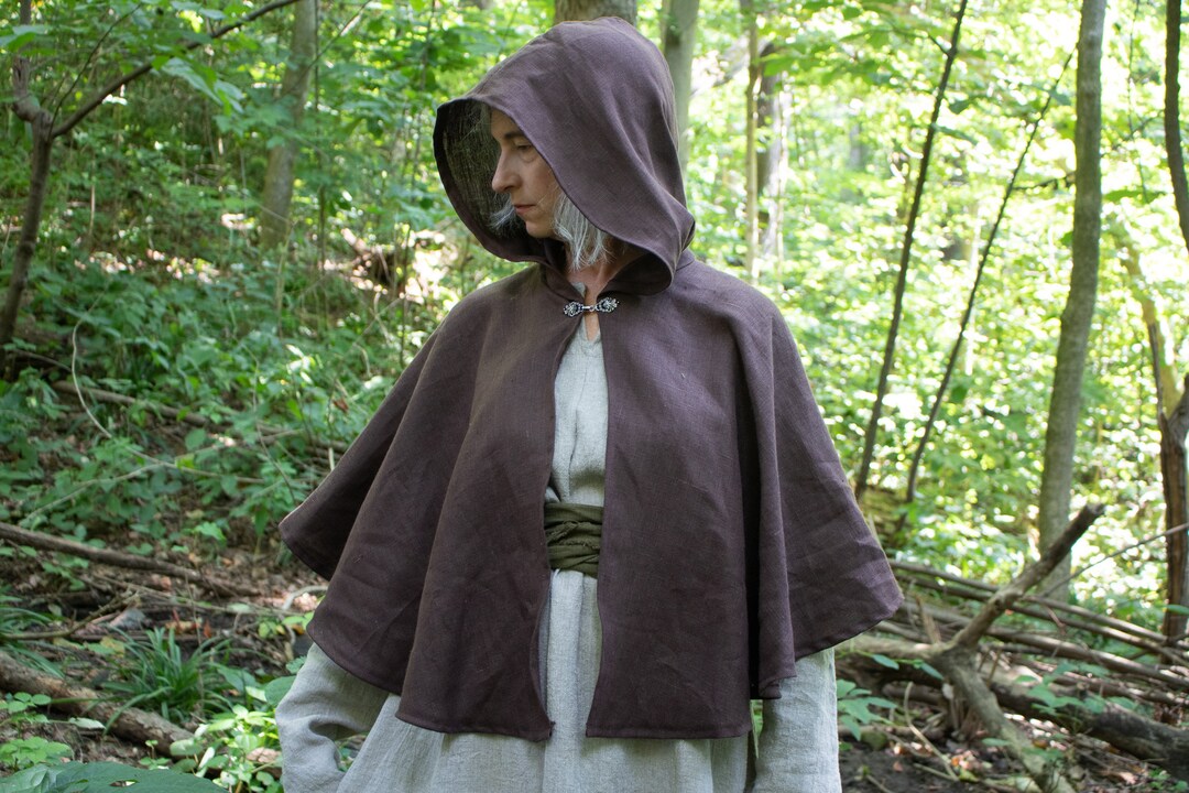 Hooded Linen Capelet, Celtic, Renaissance, Medieval Woodland Elf Elven ...