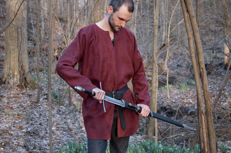 Medieval Tunic Linen With Riding Slit LARP Ren Fest Mens - Etsy