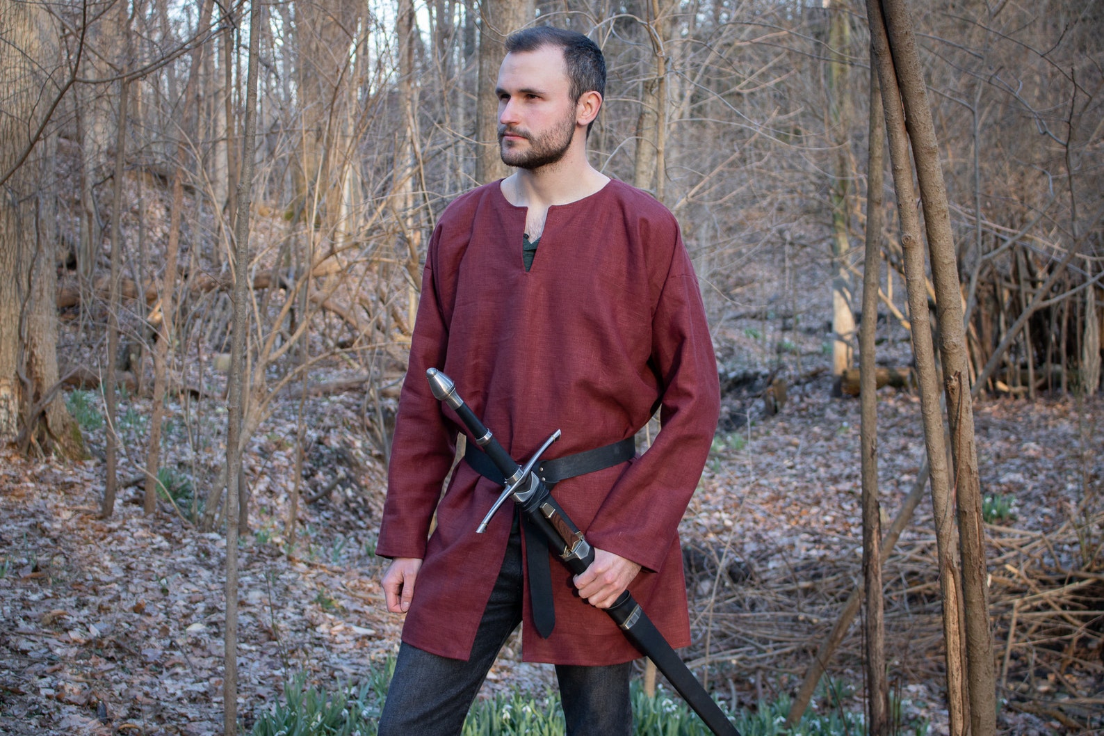 Medieval Tunic Linen With Riding Slit LARP Ren Fest Mens - Etsy