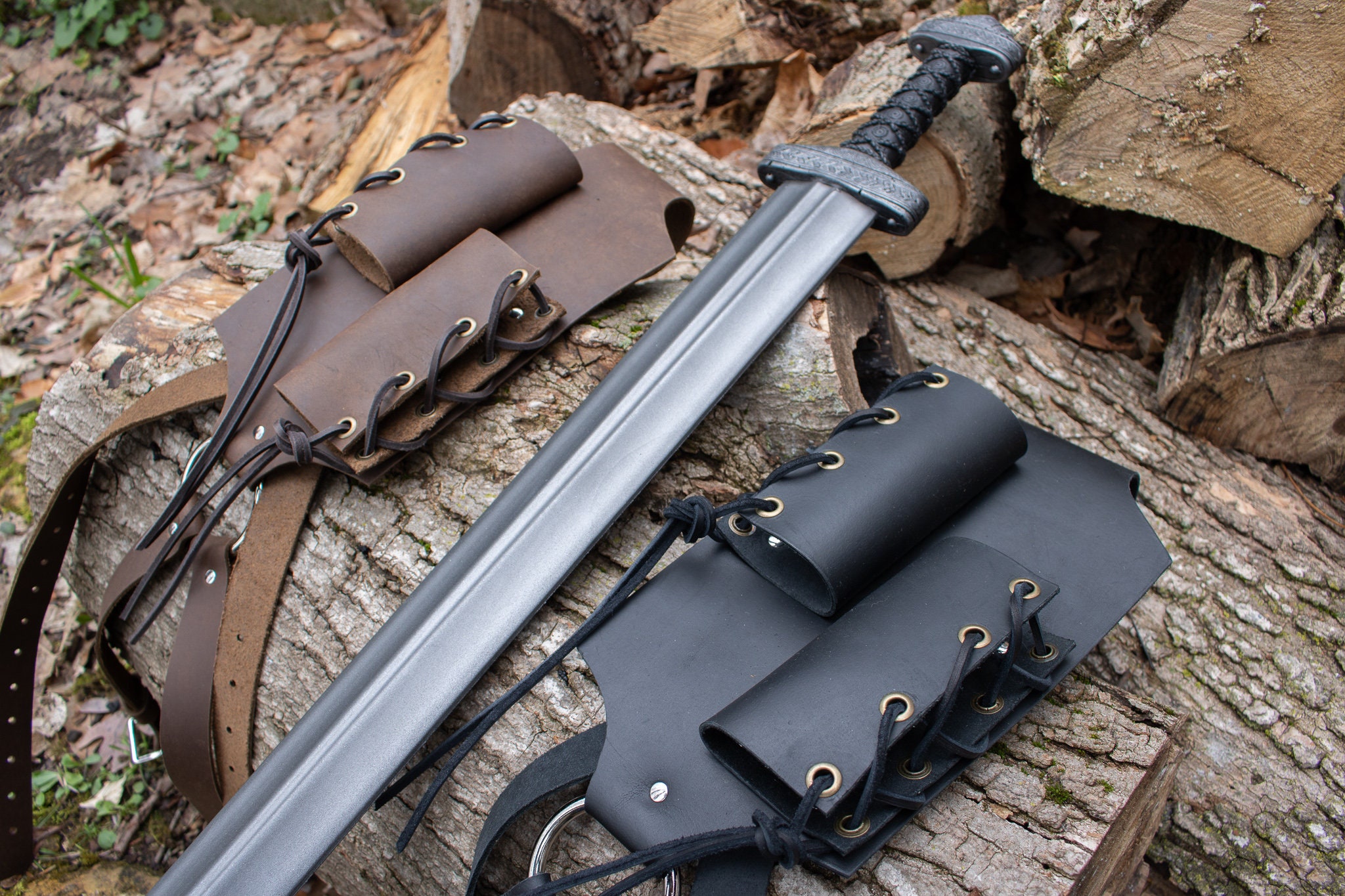 Back Double Sword Strap Leather Harness Scabbard Medieval - Etsy UK