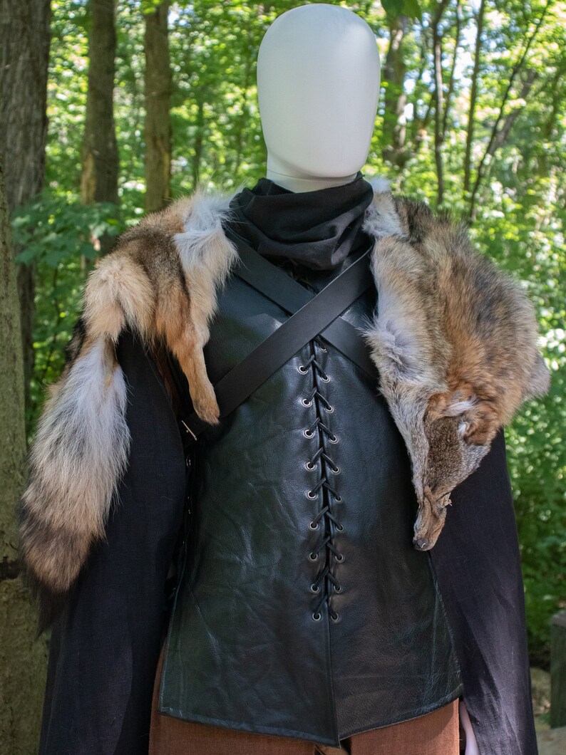 Great Cloak W/ Fur Mantle Adjustable Leather Chest Straps - Etsy