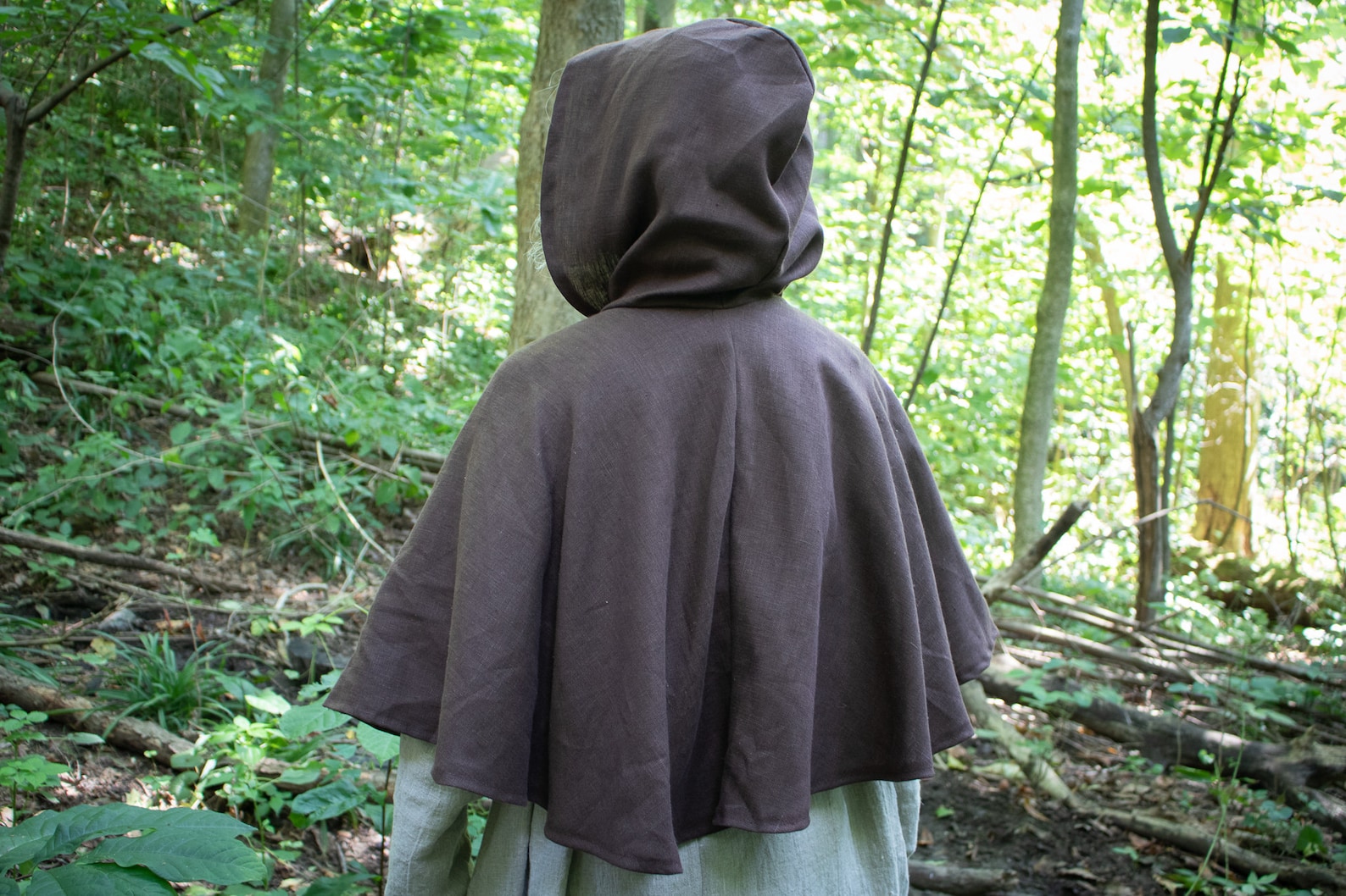 Hooded Linen Capelet Celtic Renaissance Medieval Woodland | Etsy