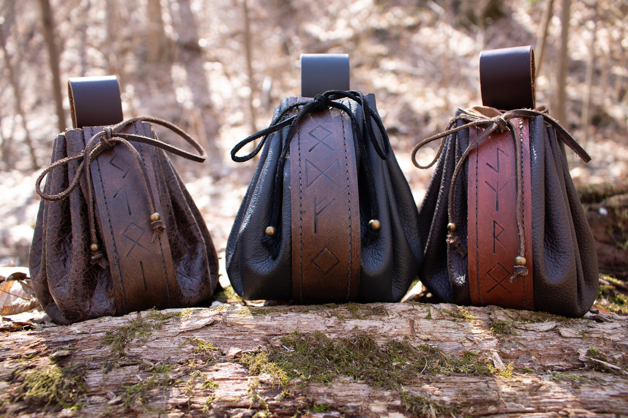 Leather Rune Pouch Bag, Customizable Choose Your Rune Inscription - /F ...