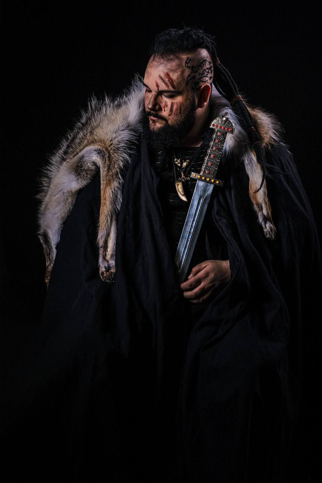 Coyote Fur Pelt Mantle, Viking, Medieval, Barbarian, Costume Accessory ...