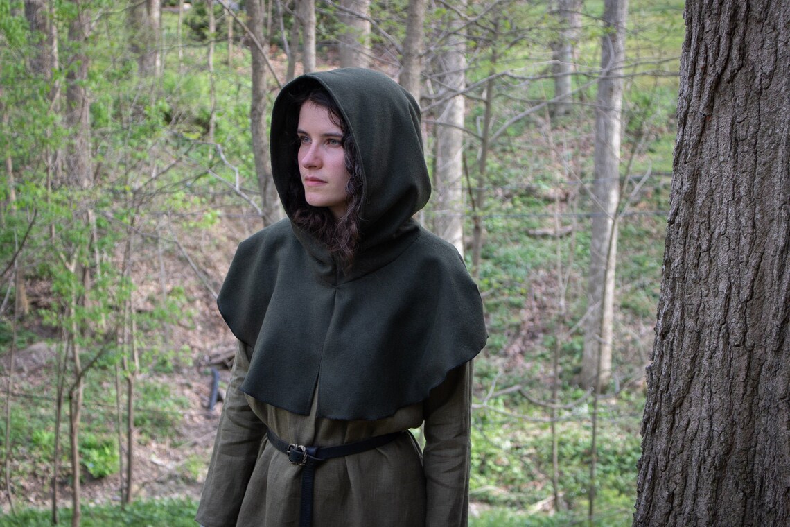 Wool Medieval Hood Capelet With Quarter Slits Renaissance | Etsy