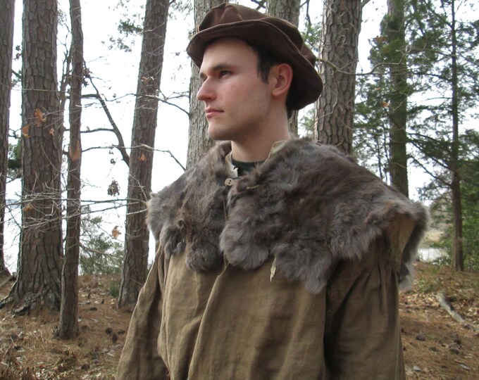 Viking Fur Capelet, Medieval, Barbarian, Genuine Rabbit Fur - Dark Grey ...