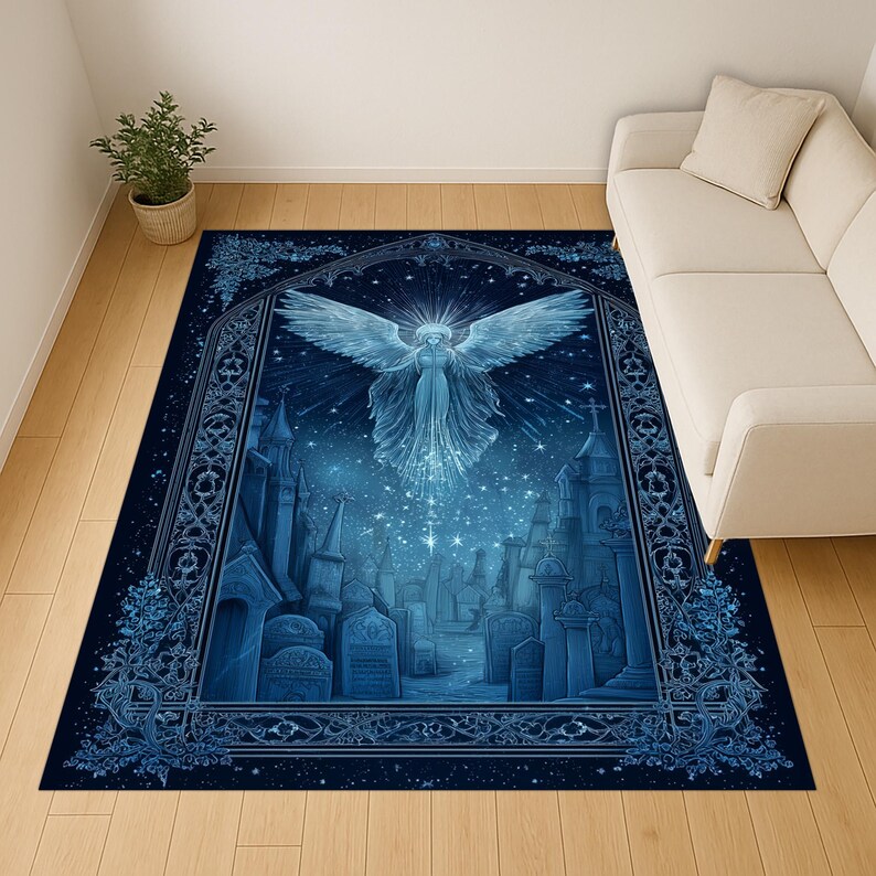 Celestial Angel Rug, Gothic Starry Night Carpet, Spiritual Decor - Etsy