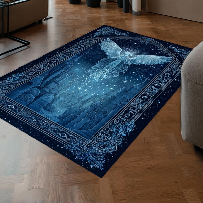 Celestial Angel Rug, Gothic Starry Night Carpet, Spiritual Decor - Etsy