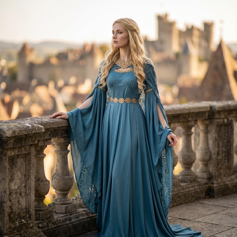 Celestial Elven Fantasy Gown for Women · Velvet Renaissance Elf Dress ...