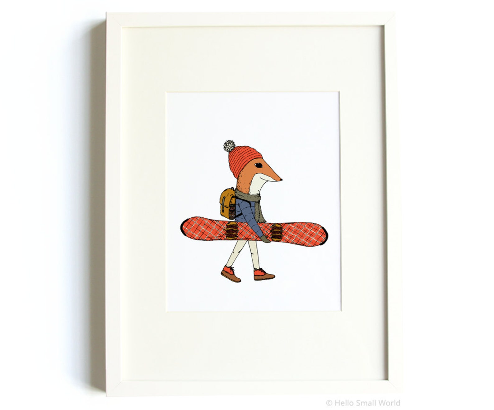Snowboarding Fox Print 8x10 Fox Art Snowboard Wall Art - Etsy