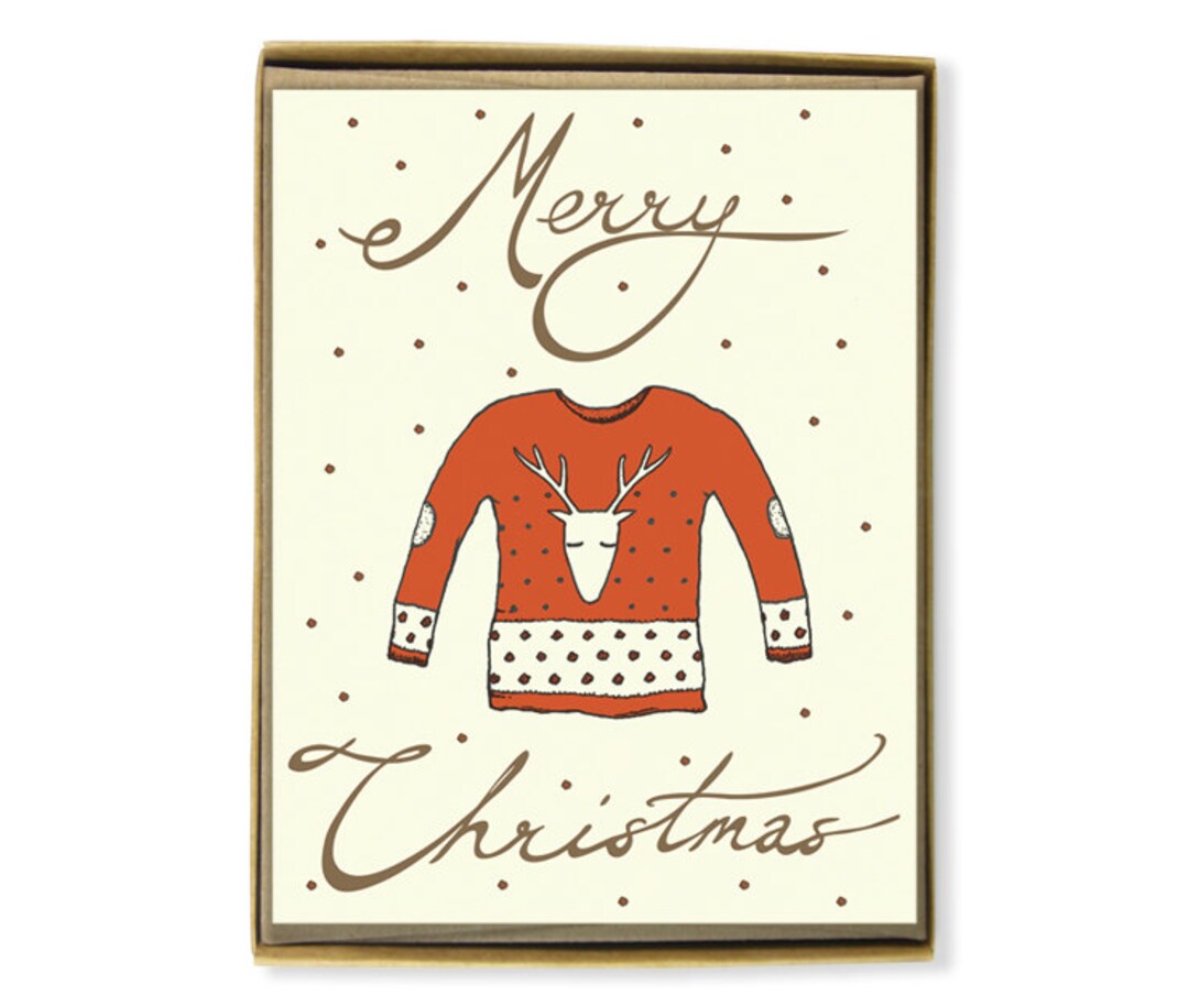 Funny Ugly Sweater Christmas Cards Merry Christmas Box Set, Cute ...
