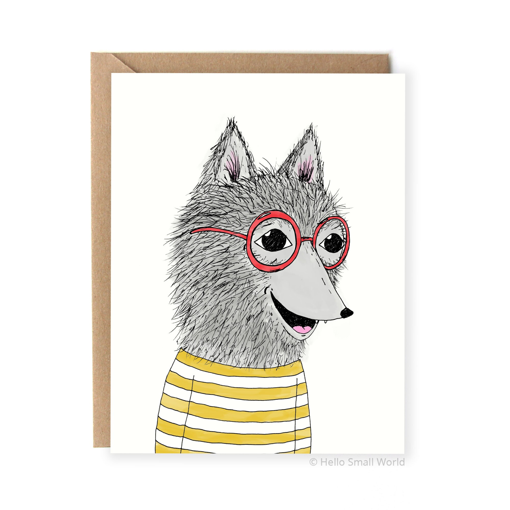Cute Animal Note Card Note Card Sets Cute Wolf Blank Note | Etsy