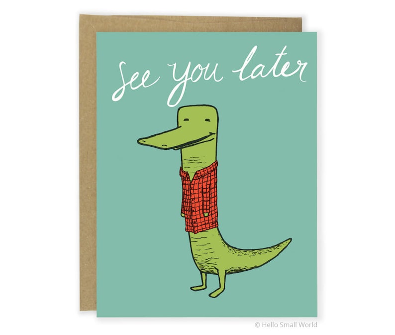 Funny Goodbye Card - See You Later Alligator Card, Pun, Cute Goodbye ...