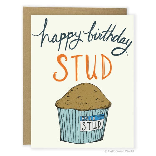 Boyfriend Birthday Card Stud Muffin Card Food Pun Card - Etsy