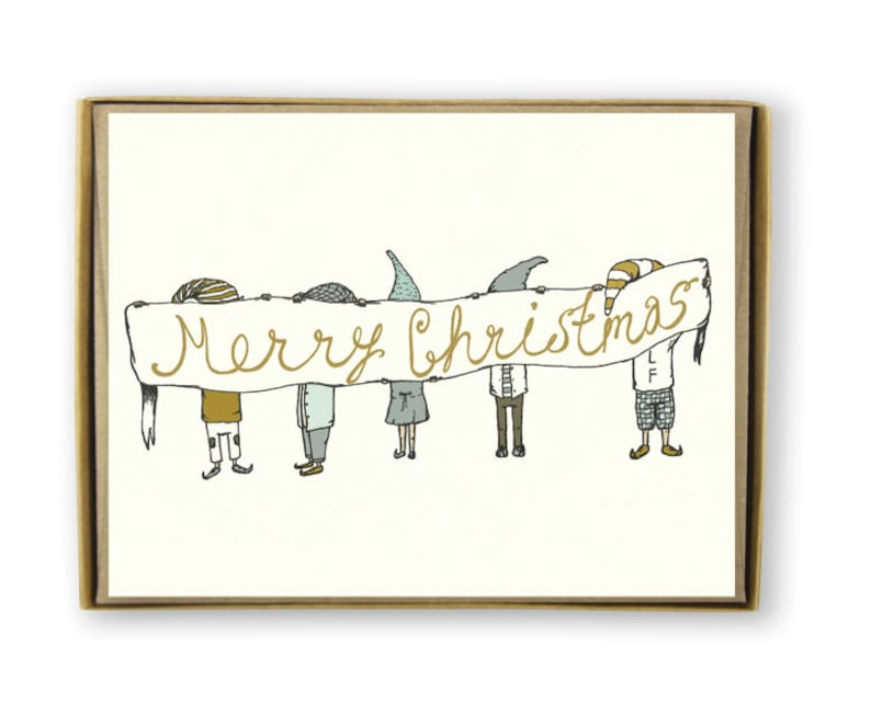 Cute Christmas Elves Cards Cute Holiday Card Set Cute Box | Etsy