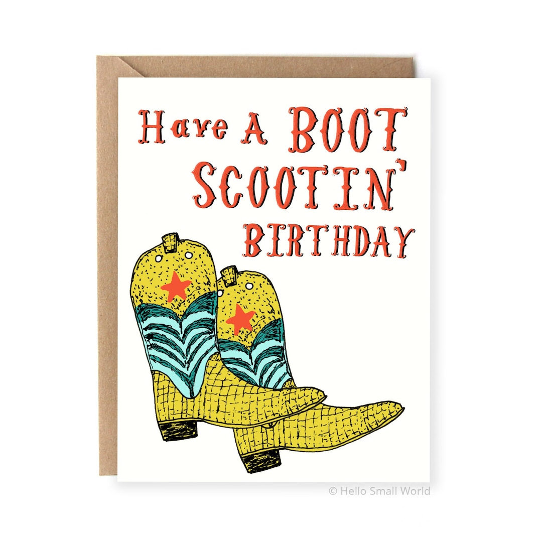 Funny Birthday Card - Cowboy Birthday - Boots - Happy Birthday Card ...