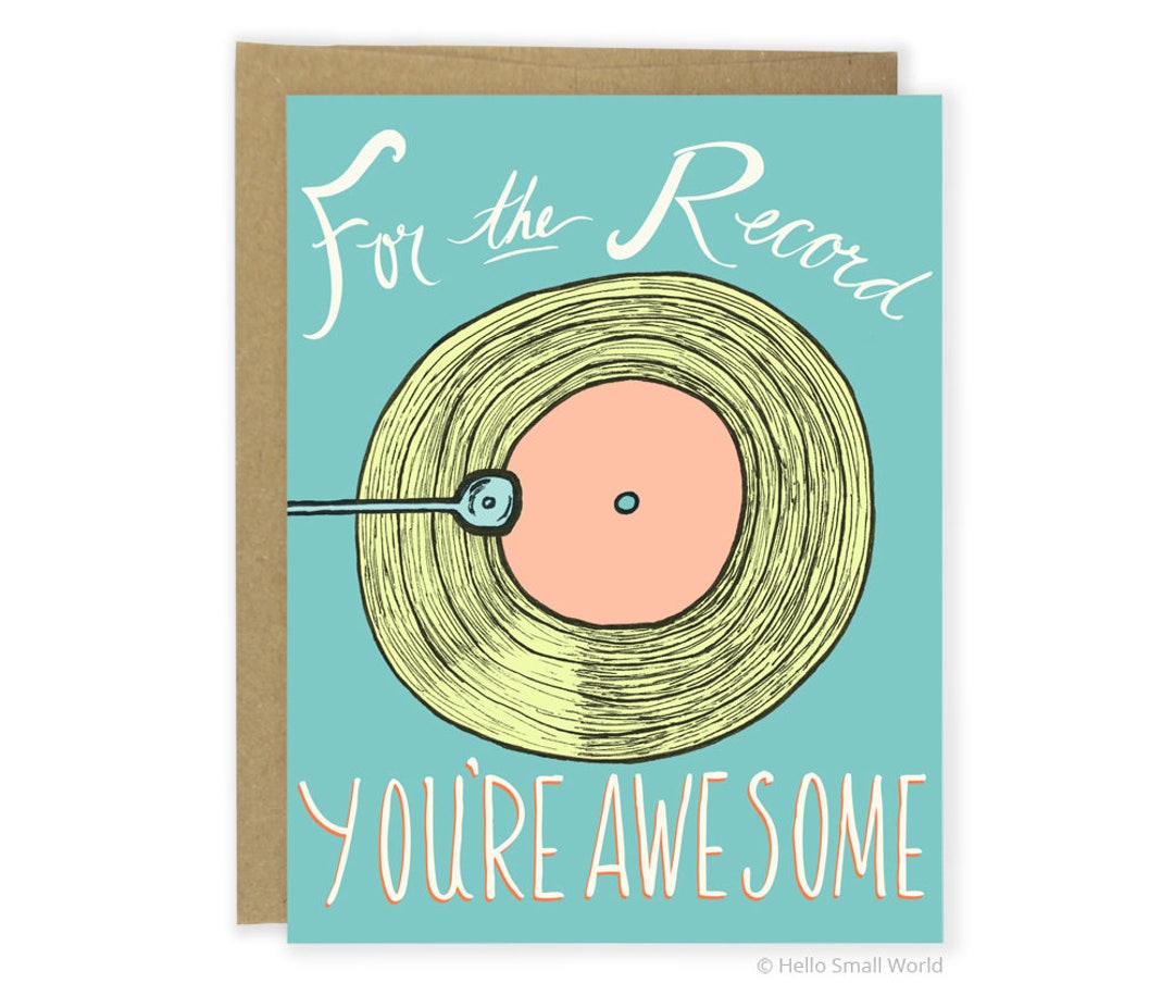 Funny Record Card - Funny Valentines Day Card - Record Player Valentine ...