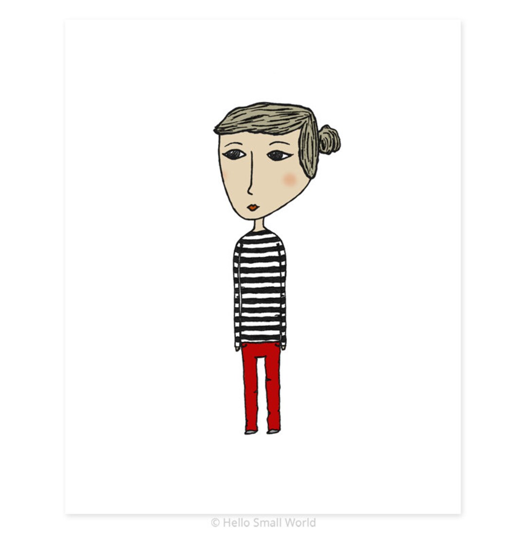 Stripe Girl Art - Girl Print - 8x10 Wall Art - Etsy