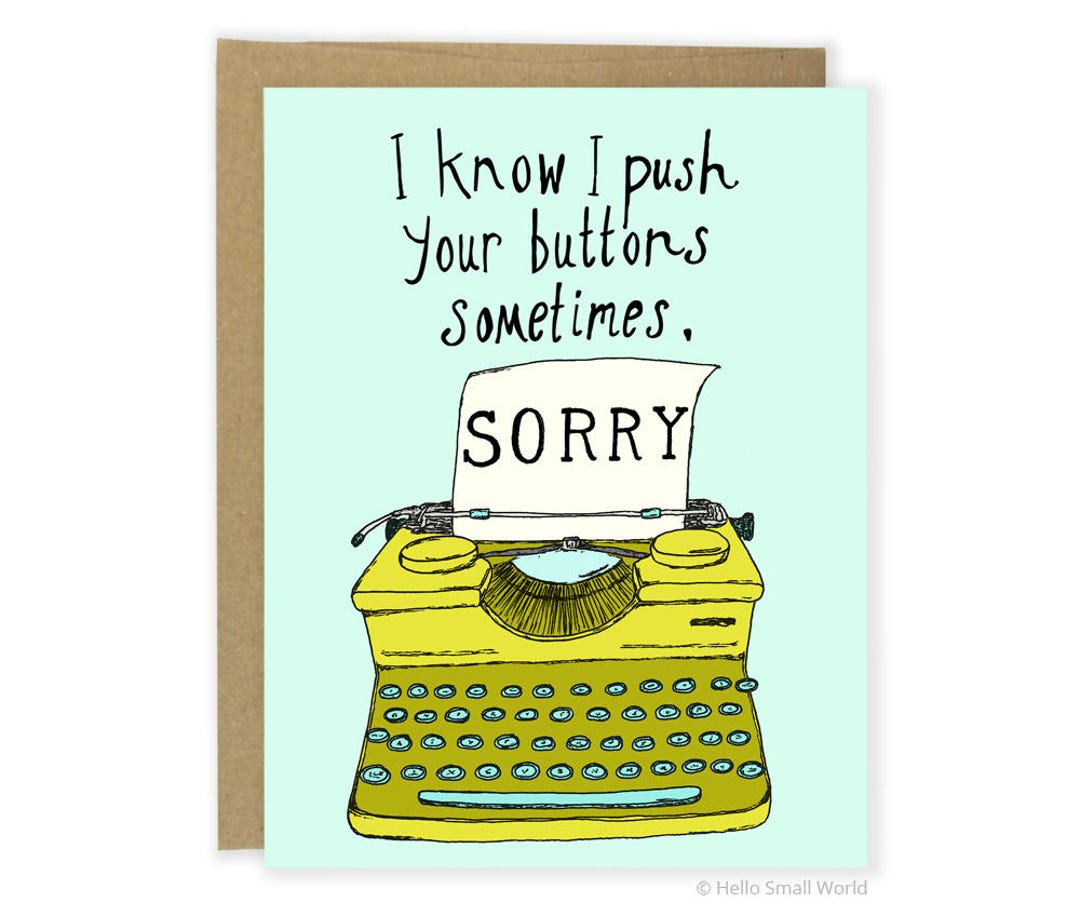 Funny Sorry Card - Sorry Push Buttons, Funny Apology Card, Cute Sorry ...