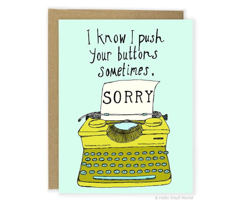 Funny Sorry Card - Sorry Push Buttons, Funny Apology Card, Cute Sorry ...