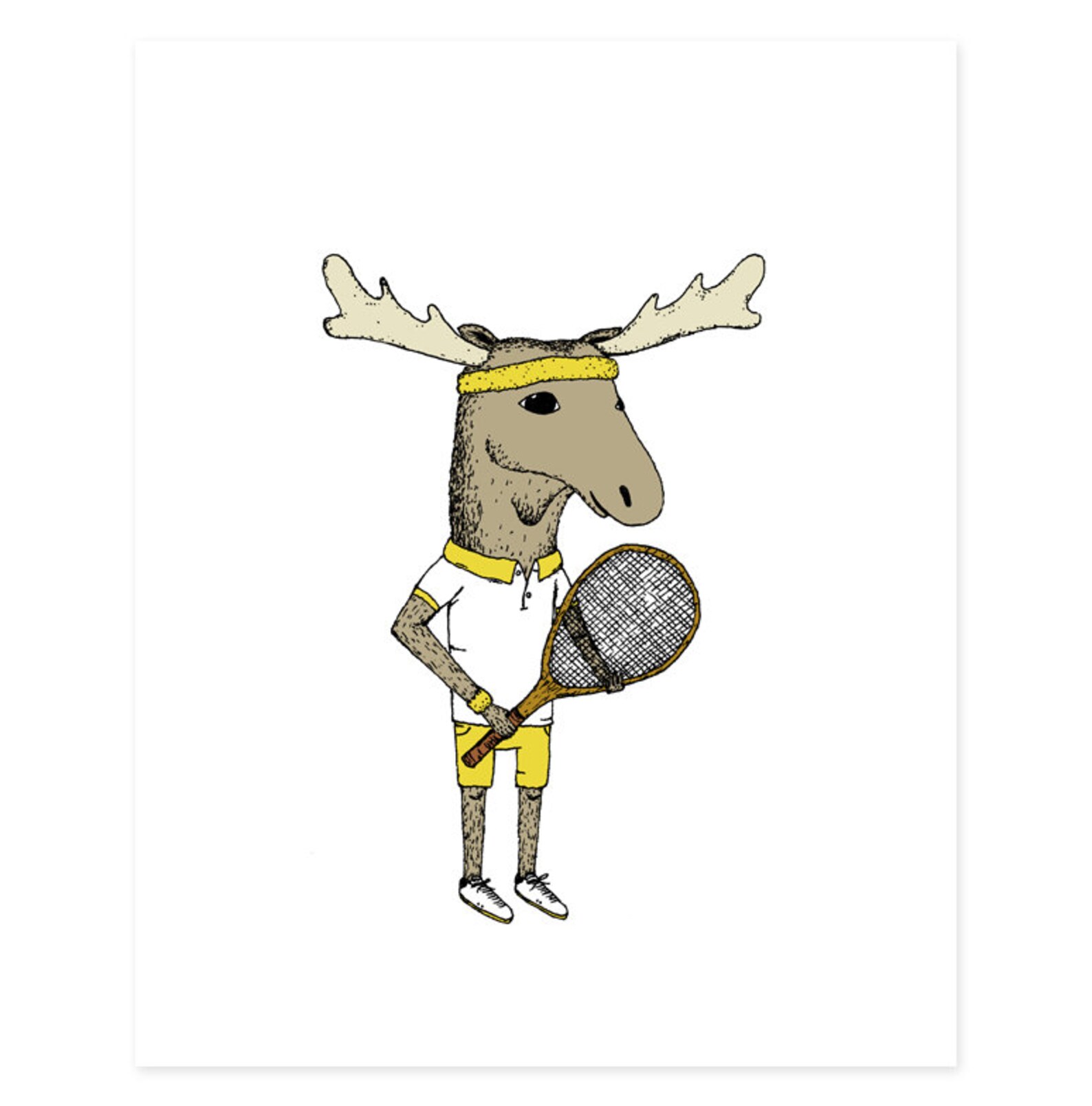 Tennis Moose Print Tennis Art Sports Print Moose Art - Etsy